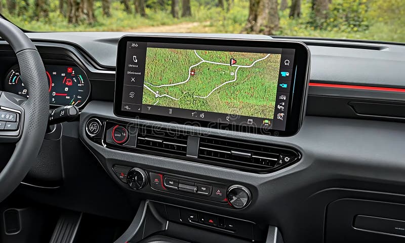 Modern Car Dashboard with Infotainment Screen and Controls Stock ...