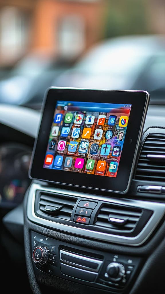 Modern Car Dashboard with Integrated Touchscreen Display for Navigation ...