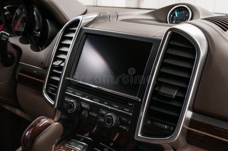 Modern car dashboard. stock image. Image of knob, luxury - 133289137