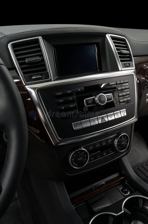 Modern Car Dashboard. Multimedia Screen Close-up. Interior Detail ...
