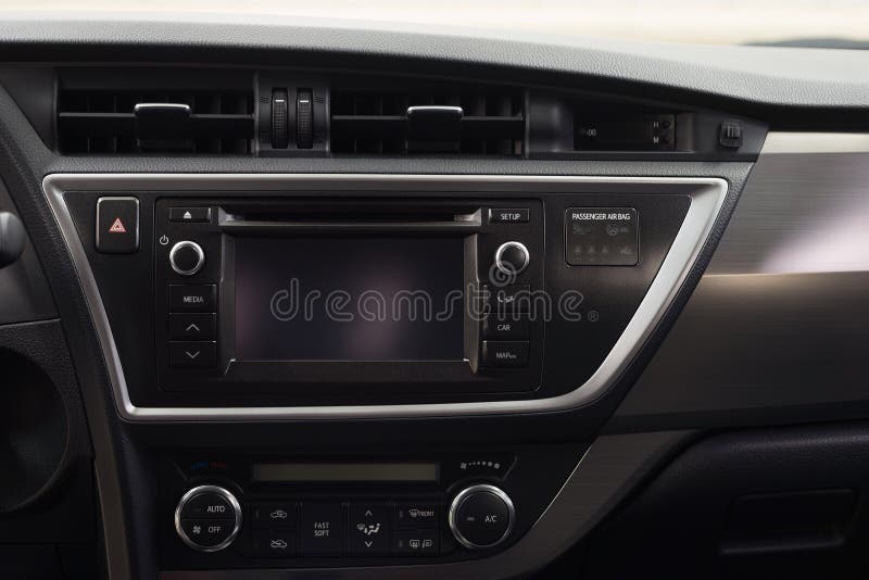 Modern Car Dashboard with Multimedia Screen. Stock Photo - Image of ...