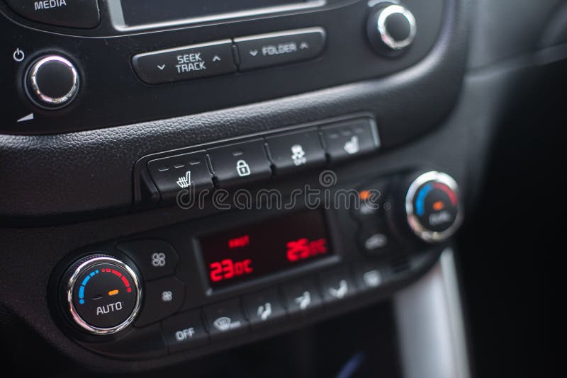 Modern Car Dashboard. Screen Multimedia System. Climate Control Stock ...