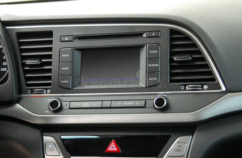 Screen Multimedia System on Dashboard in a Modern Car Stock Image ...