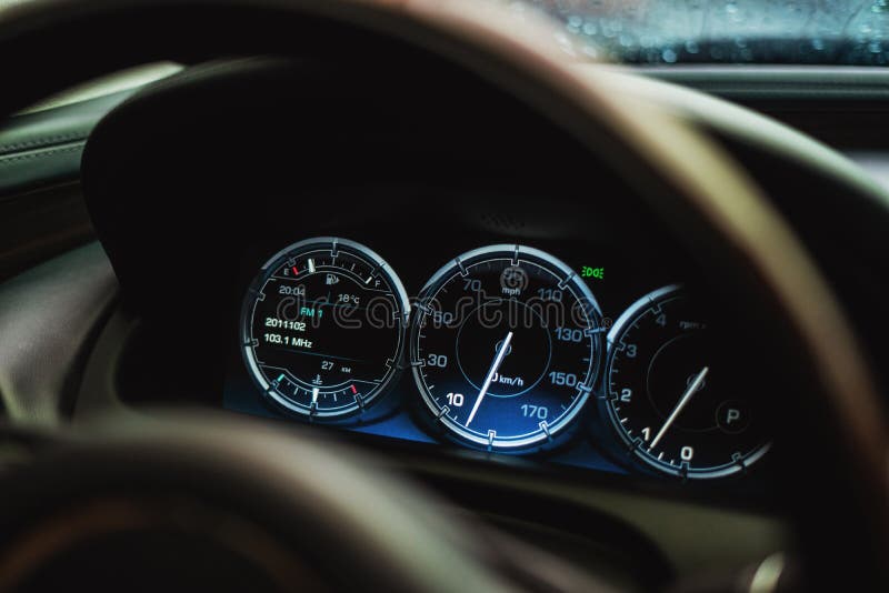 Modern Car Dashboard with Speedometer, Rpm Meter Stock Image - Image of ...