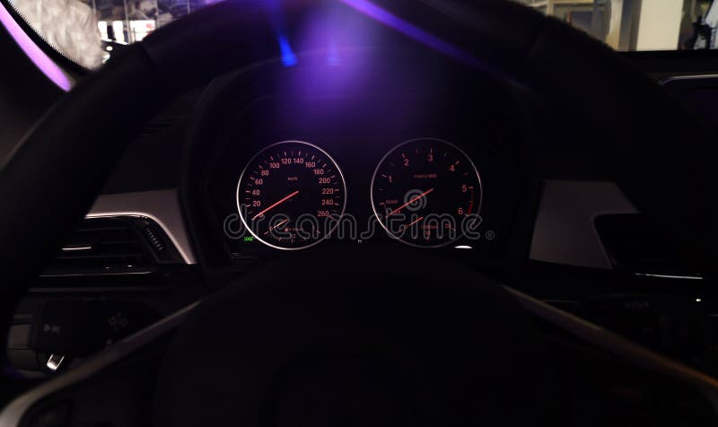 Modern Car Dashboard Speedometer with Various Indicators Stock Image ...