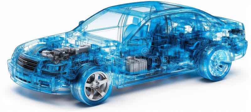Modern Car Detailed X-ray View 3D Render Showing Internal Components ...