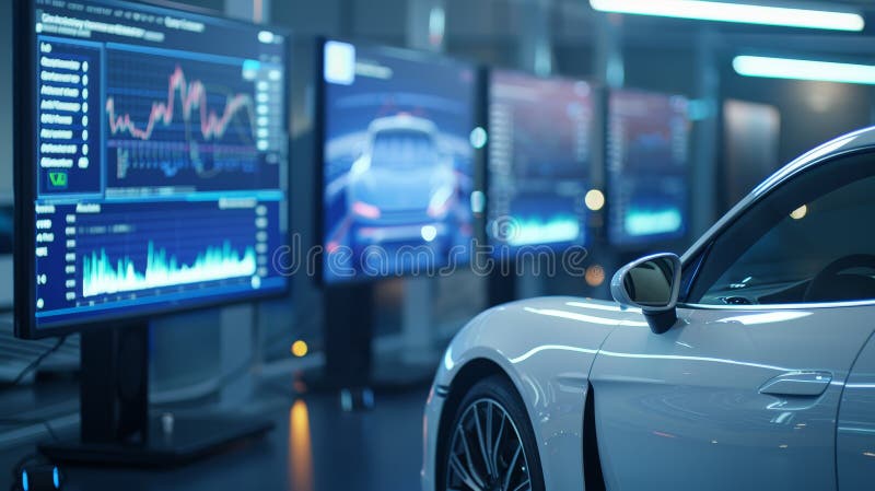 Modern Car with Digital Performance Analysis Stock Illustration ...
