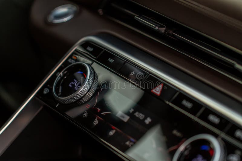 Modern Car. Driver’s Temperature Control Stock Photo - Image of switch ...