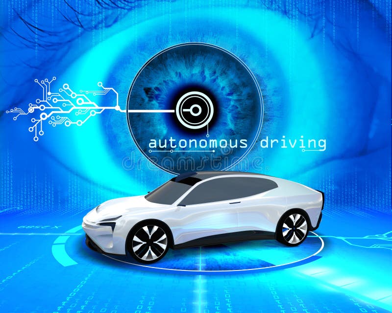 Modern Car is Driverless Driving by Autonomous Driving Vehicle Stock ...