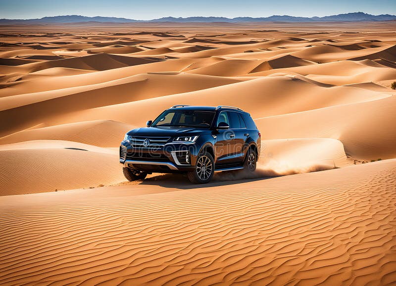 Modern Car Driving through the Desert Stock Image - Image of sand, wild ...