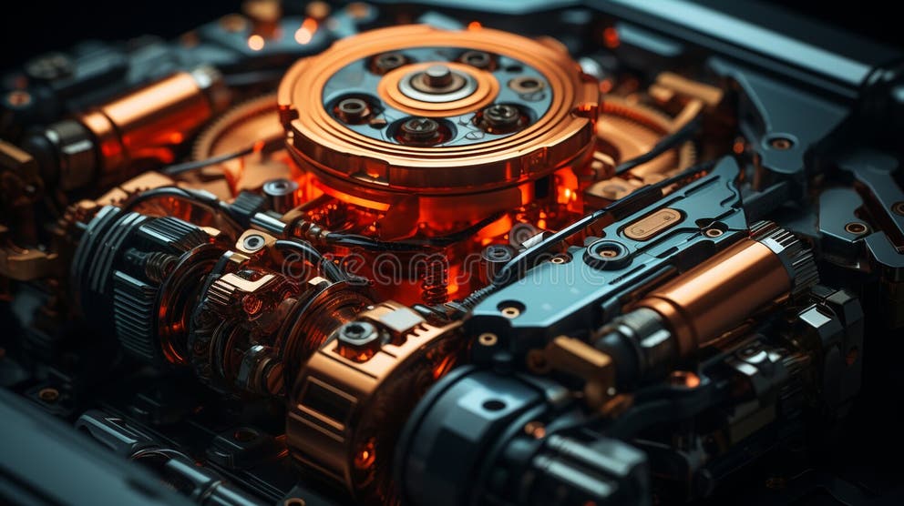 Modern car engine stock illustration. Illustration of technology ...