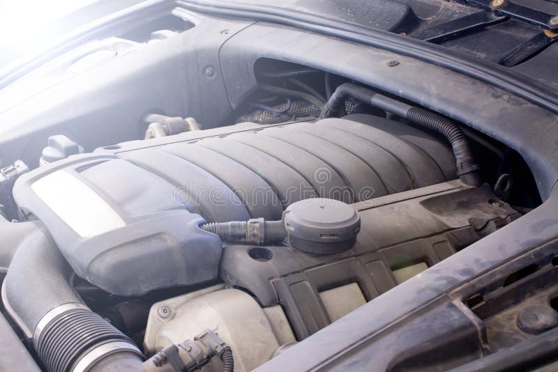 Modern car engine in dust stock photo. Image of motor - 148002018
