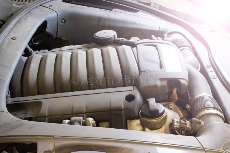 Old Engine of a Car and Dust on Engine Stock Photo - Image of ...