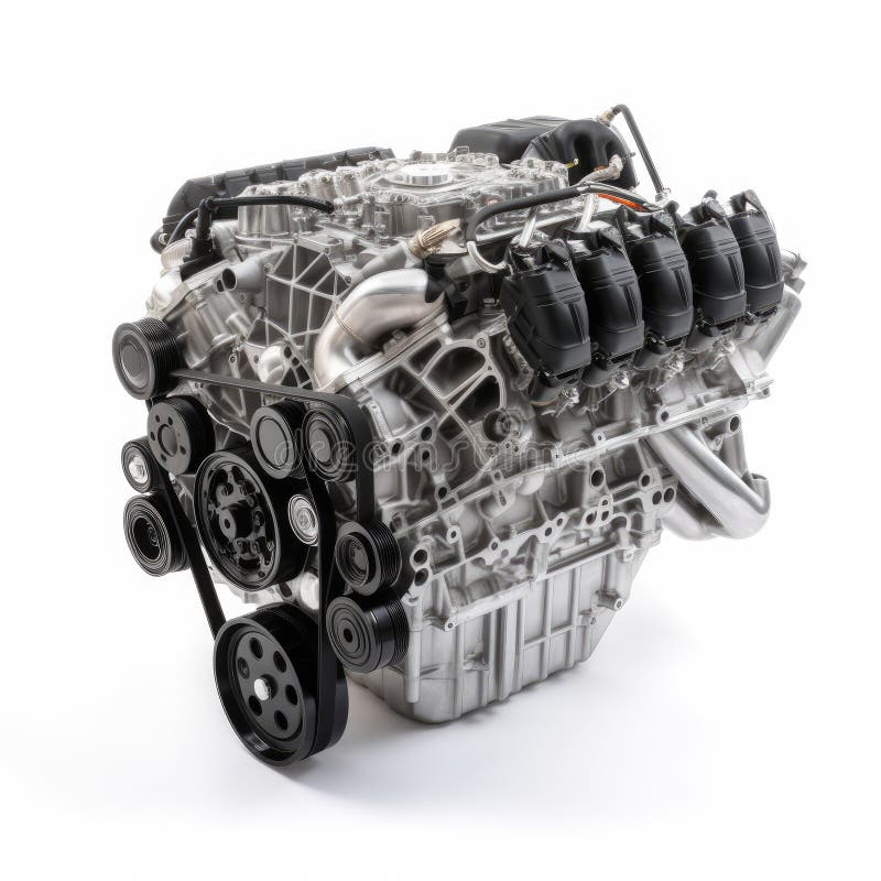 Modern Car Engine Isolated. Stock Illustration - Illustration of font ...