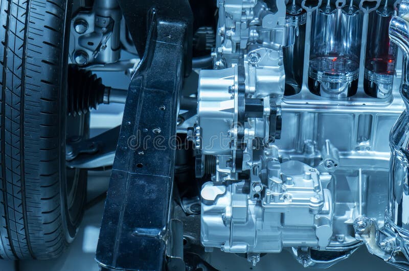 Modern car engine stock image. Image of metallic, cross - 76701331