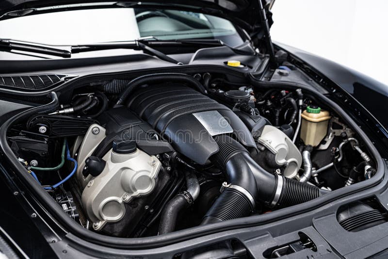 Modern Car Engine. V6 Sports Car Engine. Stock Image - Image of steel ...