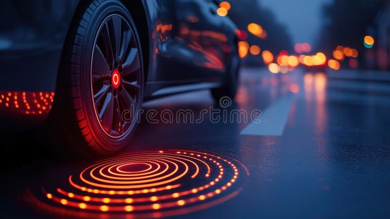 Modern Car Equipped with Automatic Emergency Braking System. Sensor ...