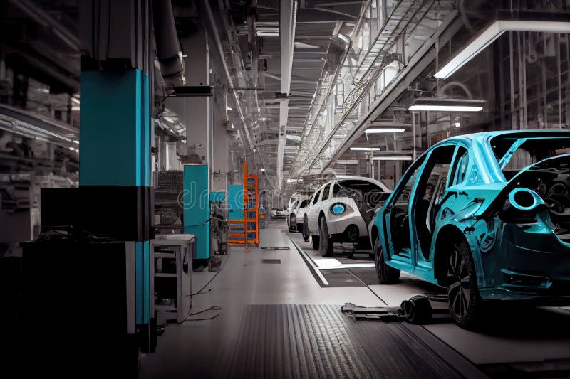 Modern Car Factory, with the Machines and Tools of Production in the ...