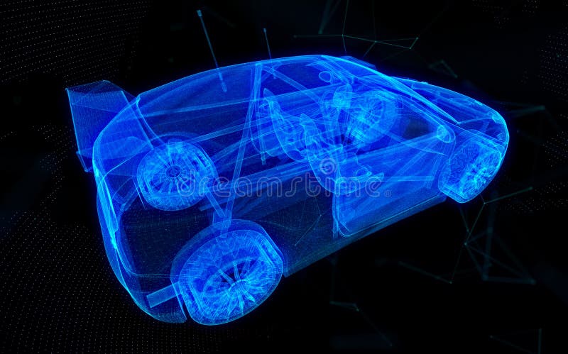 Modern Car Frame with High Tech UI Details in Dark Environment Stock ...