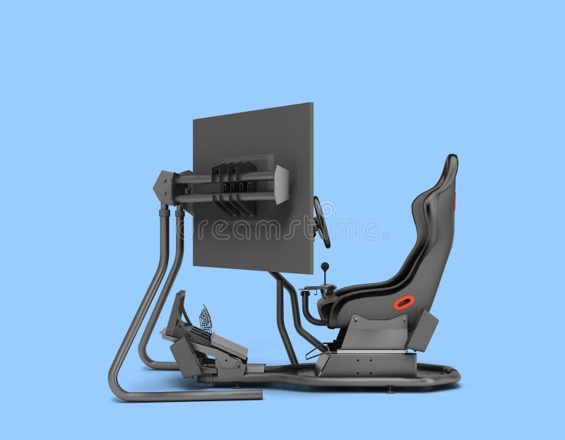 Modern Car Game Simulator Left Side View 3d Render on Blue Stock ...