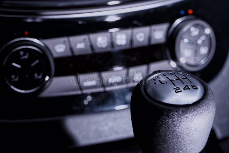 Modern Car Gear Lever and Dashboard Stock Image - Image of horizontal ...