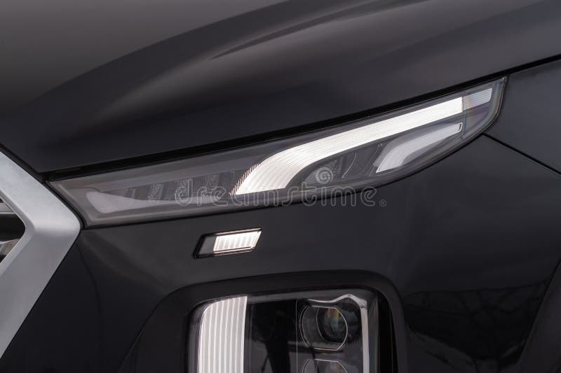 Modern Car Headlight Close Up View. Stock Photo - Image of closeup ...