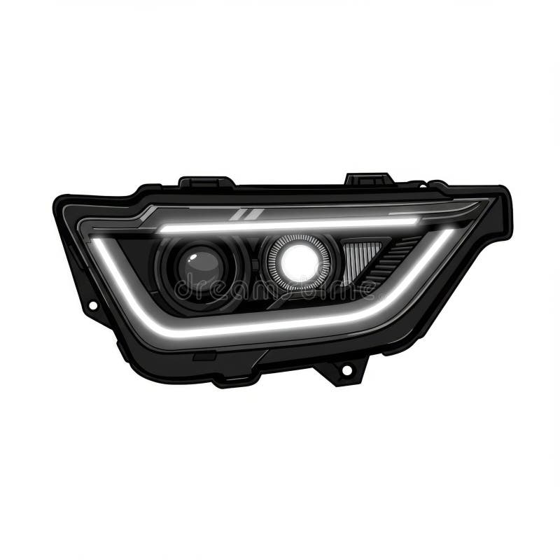 Modern Car Headlight Design with LED Illumination Stock Illustration ...