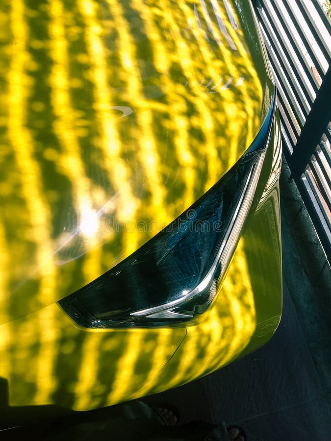 Modern Car Headlight with Striped Light Reflections Stock Image - Image ...