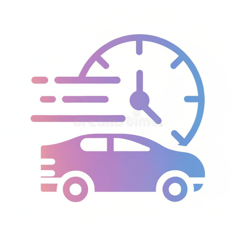 Modern Car Icon with Speed Lines and Speedometer Illustration in ...