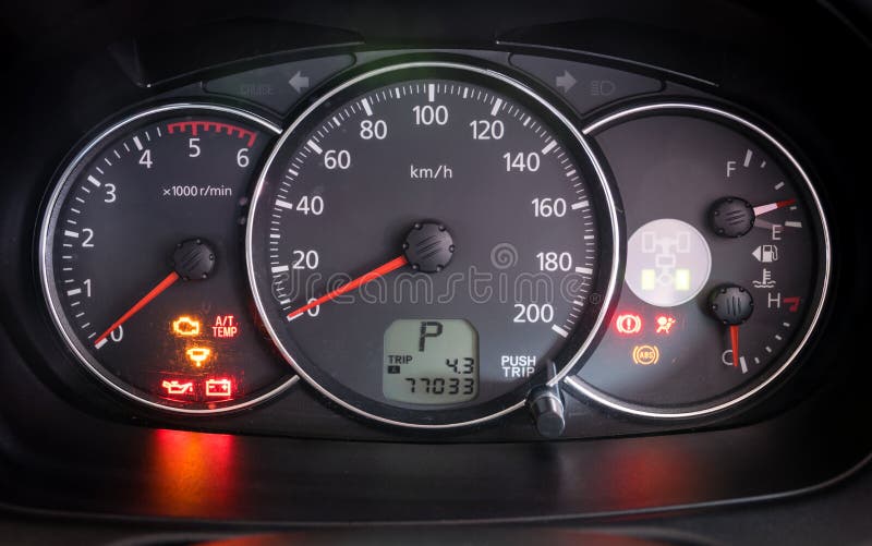 Modern Car Illuminated Dashboard Closeup Stock Photo - Image of ...