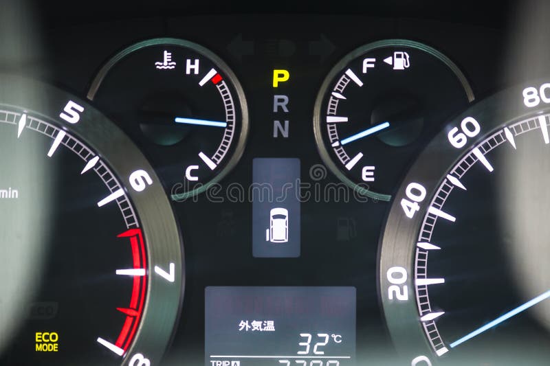 Modern Car Illuminated Dashboard Closeup. Stock Photo - Image of black ...