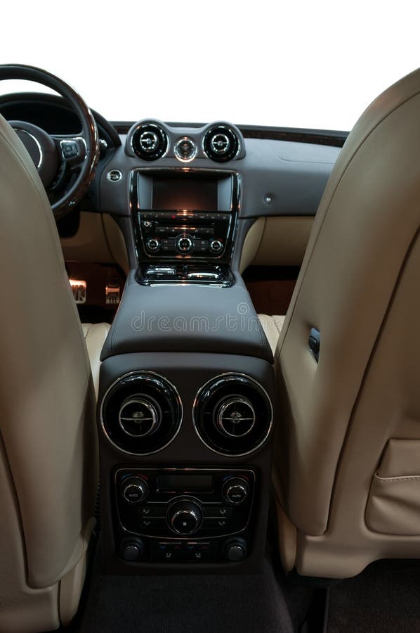 Modern Car Inside. Panel with Two Zone Climate Control Buttons. View ...