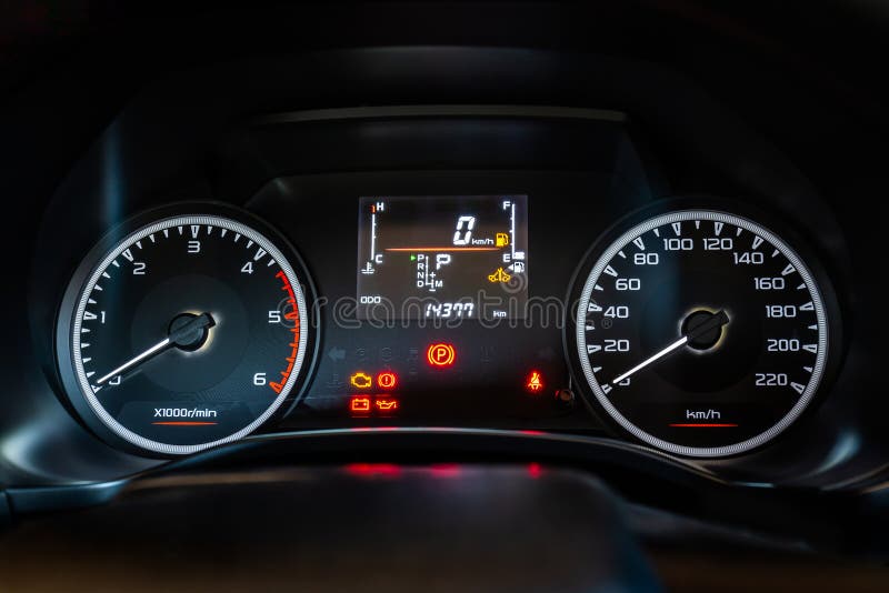 Modern Car Instrument Dashboard Panel with Digital and Analog Screen or ...