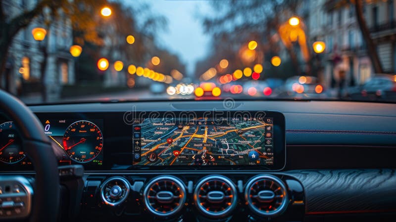 Modern Car Interior with Advanced Multimedia Touchscreen System Stock ...