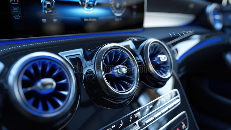 Modern Car Interior with Advanced Touchscreen Air Conditioning Control ...
