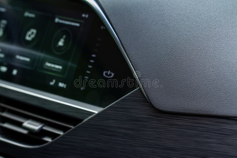 Modern Car Interior Close Up View with Metallic and Plastic Details ...