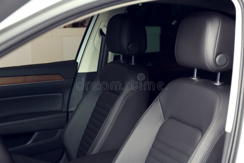Modern Car Interior with Comfortable Leather Seats Stock Photo - Image ...