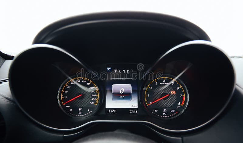 The Modern Car Interior Dashboard Details. Close Up. Stock Image ...