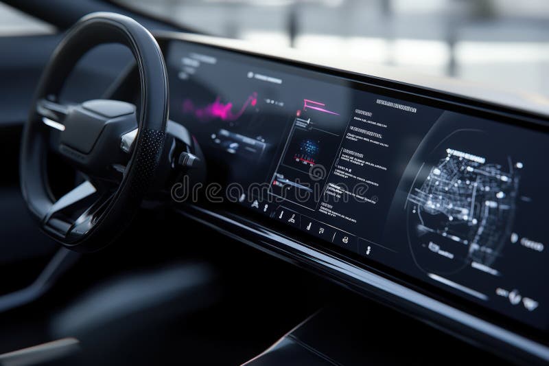 Modern Car Interior Dashboard Displaying Advanced Technology Stock ...