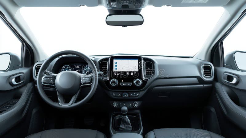 Modern Car Interior, Dashboard, Steering Wheel, and Advanced Controls ...