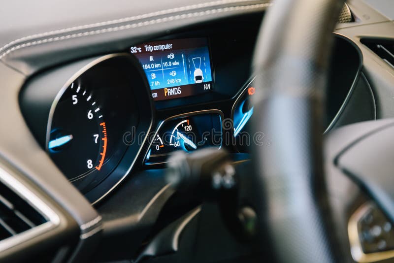 Modern Car Interior Dashboard View Stock Image - Image of control ...