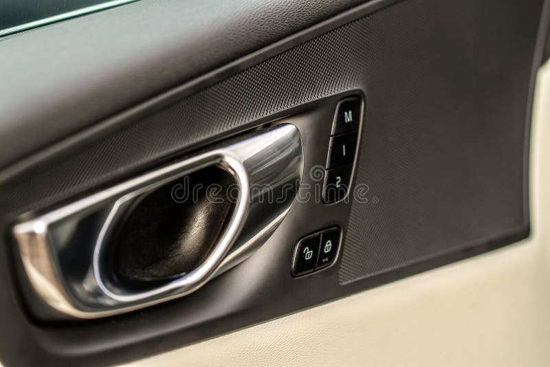 Modern Car Interior Door Handle Close Up. Editorial Stock Photo - Image ...