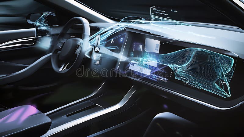 A Modern Car Interior Exploded View Focusing on the Drivers Use of a ...