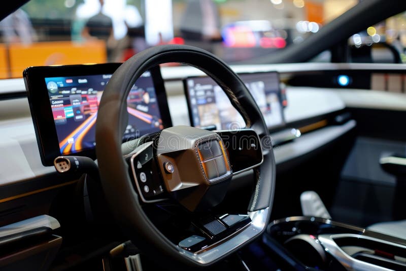 Modern Car Interior Featuring Digital Dashboard and Advanced Technology ...