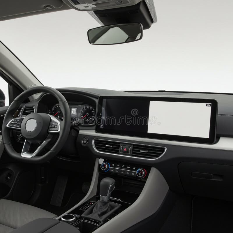 Modern Car Interior Featuring a Sleek, Black Steering Wheel with ...