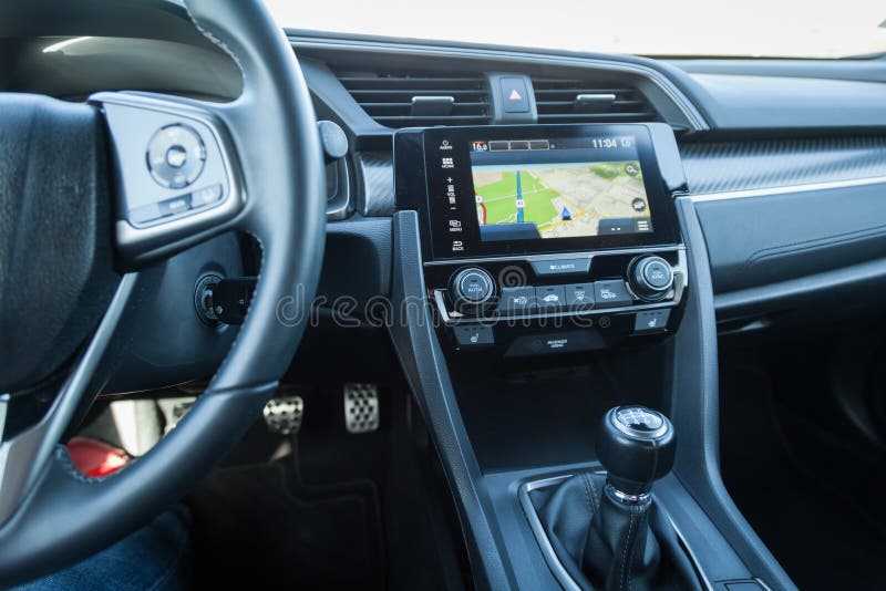Modern Car Interior. GPS Vehicle Navigation System Inside a Car ...