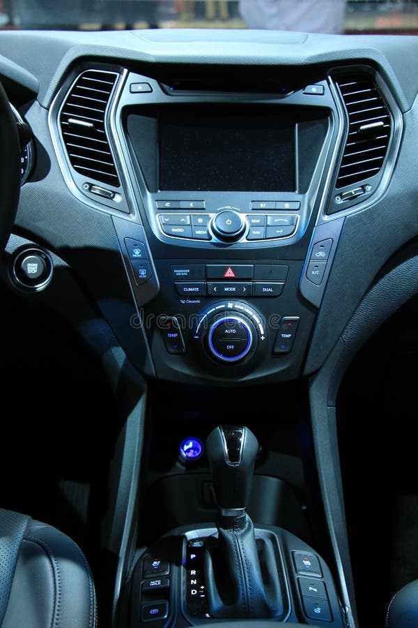 Modern car interior stock photo. Image of grey, black - 221607962