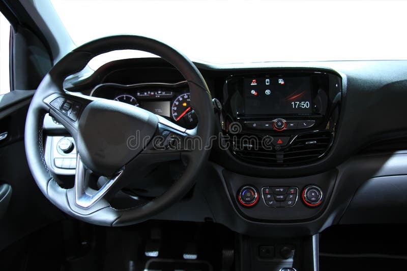 Modern car interior stock photo. Image of grey, black - 221607962