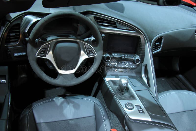 Modern car interior stock photo. Image of buttons, transport - 57444352