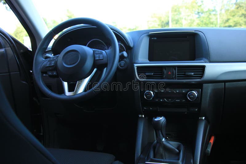 Modern car interior stock photo. Image of seat, black - 69269456